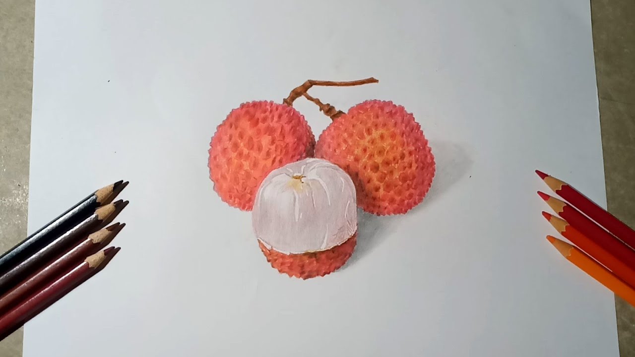 Cara menggambar buah leci dengan pensil warna. - YouTube