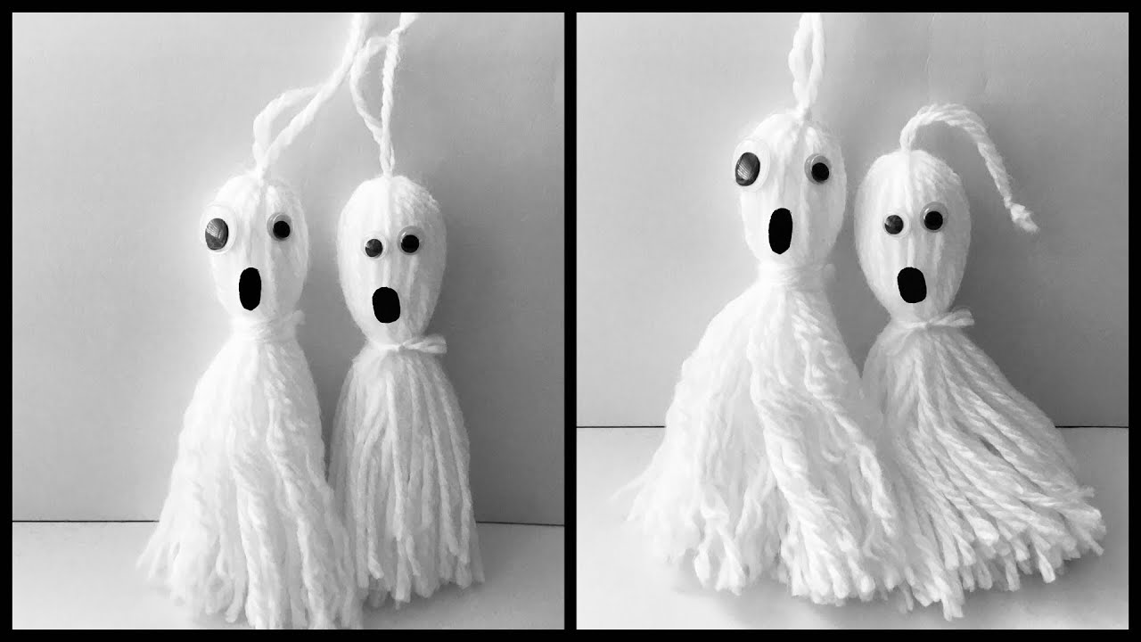 DIY Ghost Tassels Garland | Yarn Ghost Halloween | easy kids craft ...