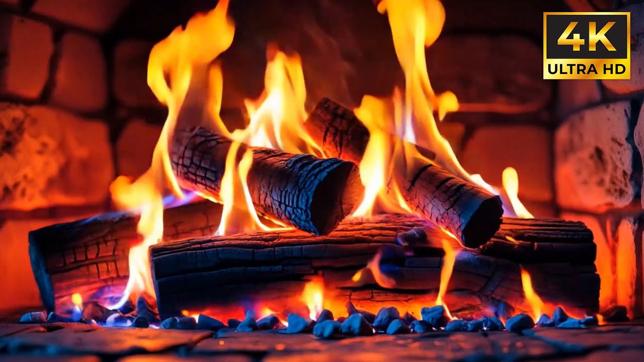 Cozy Fireplace with Flickering Flames and Gentle Crackles to Warm the Mood and Soothe the Mind ...