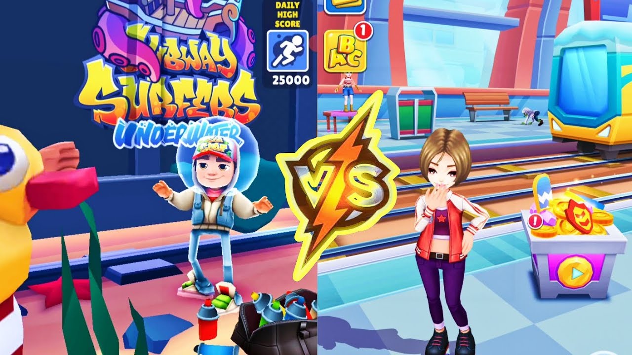 Subway Princess Runner Vs Subway Surfers || Cartoon Gameplay || 2x ...