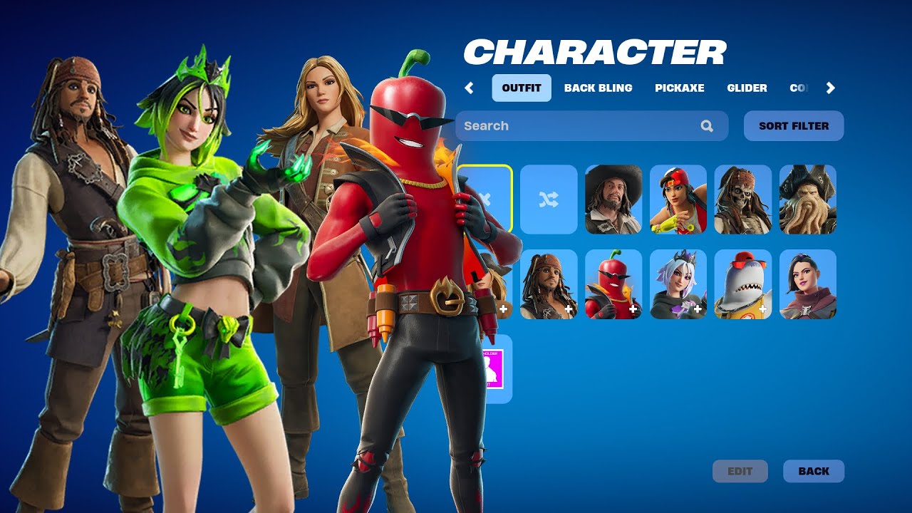 *New* Fortnite Update Skins Jack sparrow Davy Summer Showcase - YouTube