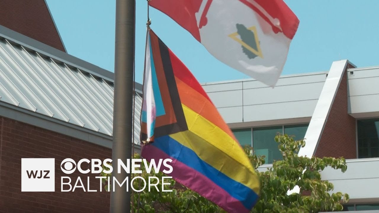 Howard County leaders raise Pride flag over government building - YouTube
