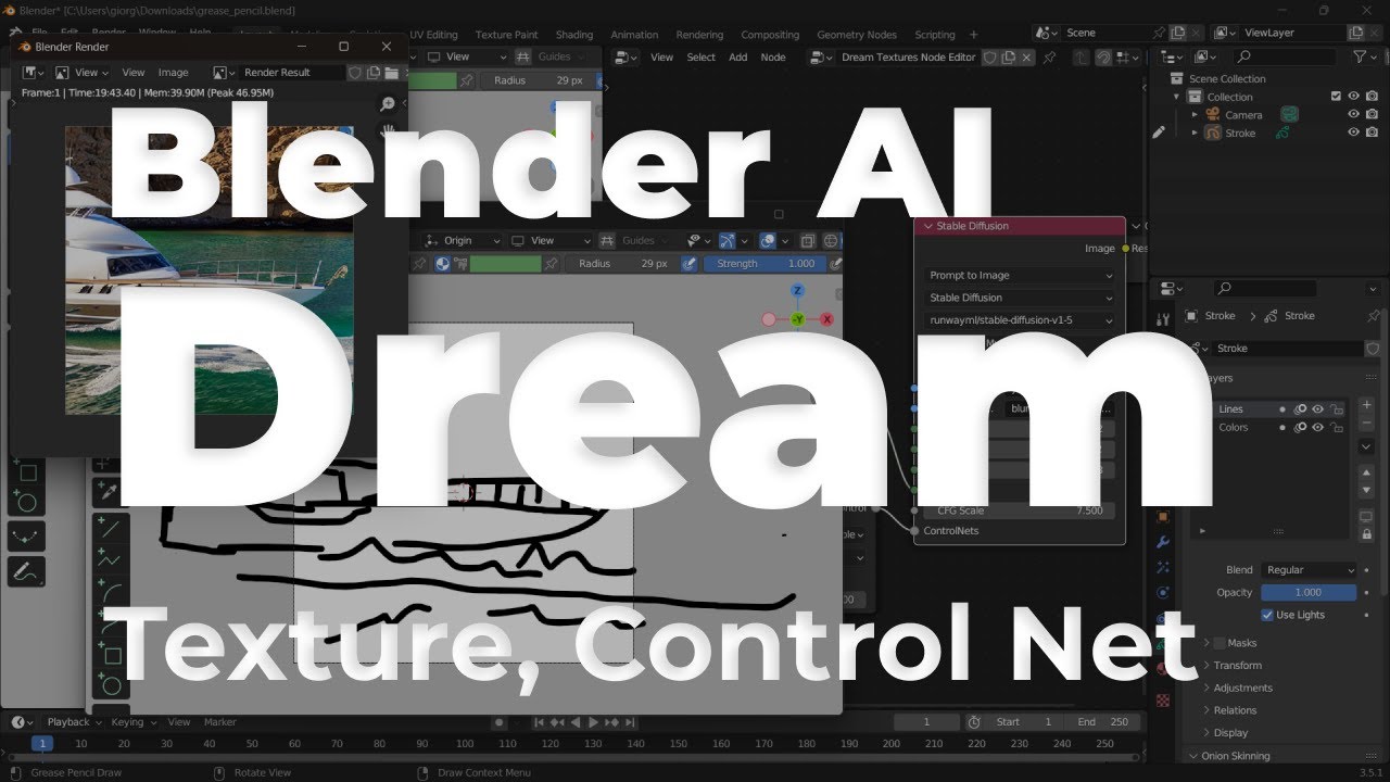 Blender Ai Dream Texturecontrolnet And Grease Pencil Youtube
