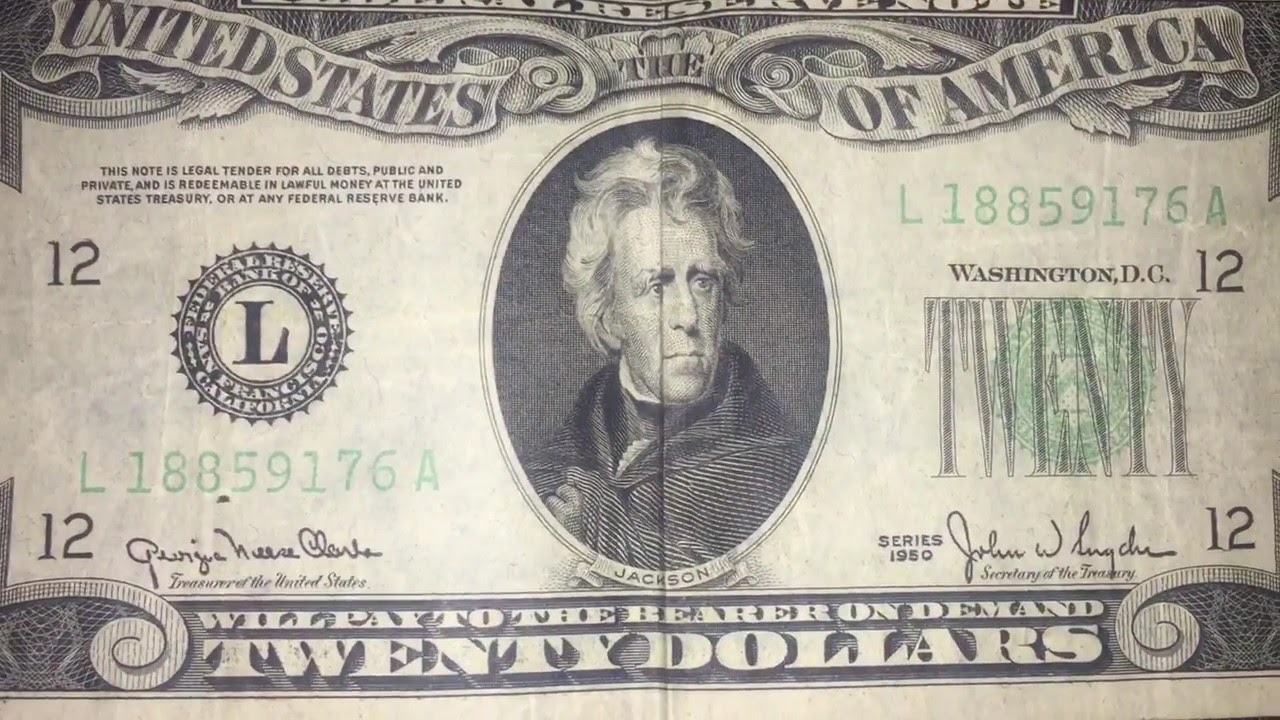 1950 Series old $20 bill - YouTube