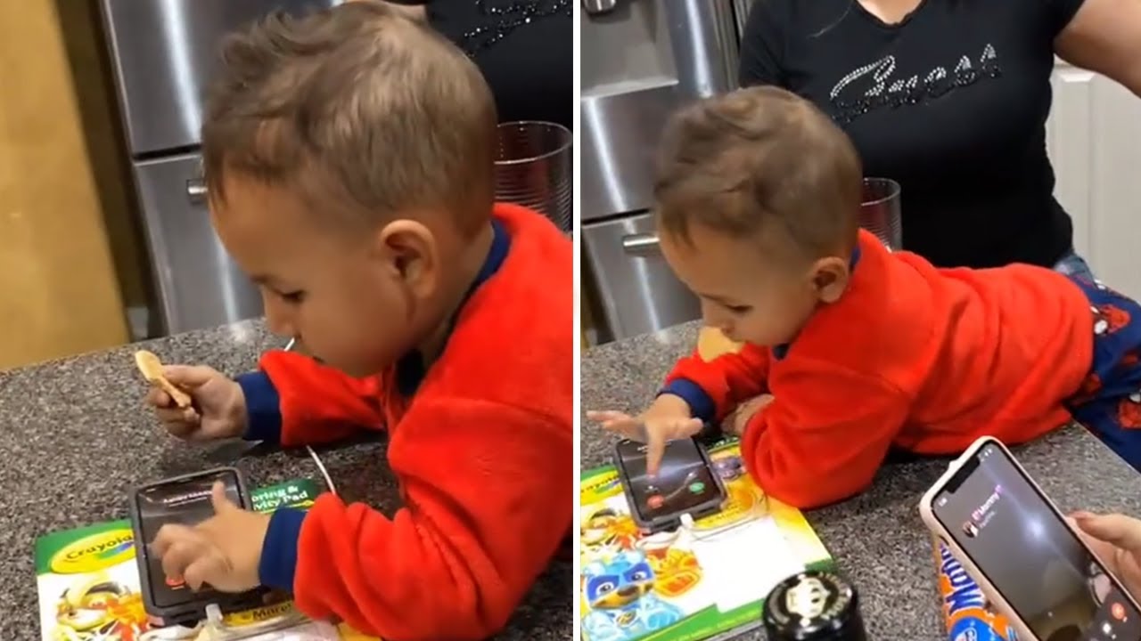 Kid playing on smartphone keeps declining incoming calls - YouTube