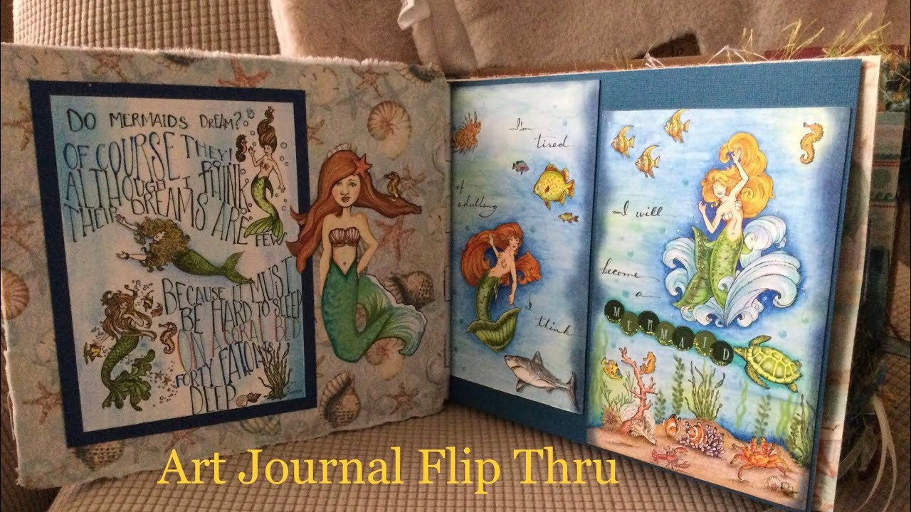 Mermaid Art Journal Flip Thru - YouTube