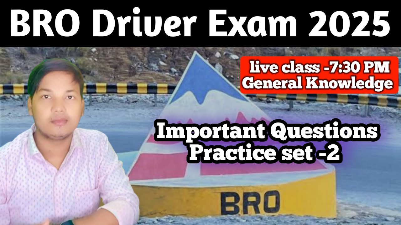 BRO Driver Exam 2024 ,live class -7:30 PM,Important Questions Practice ...