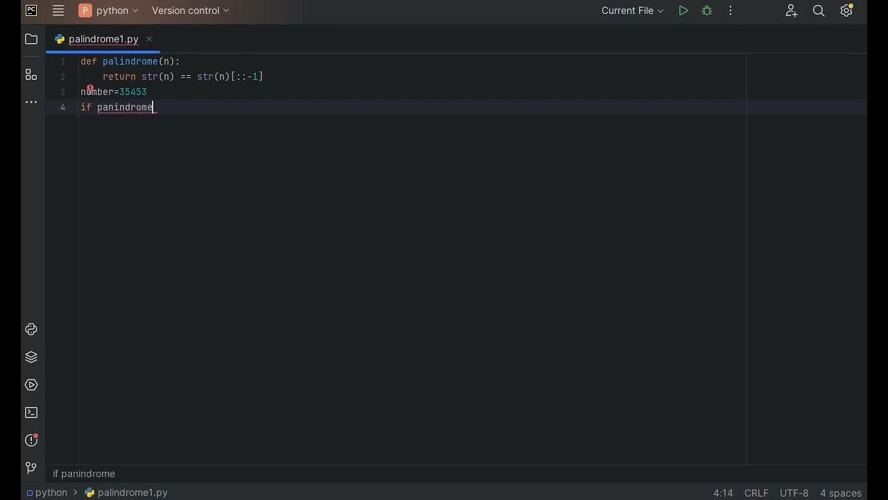 Check Palindrome Number In Python Using String Reversal Youtube