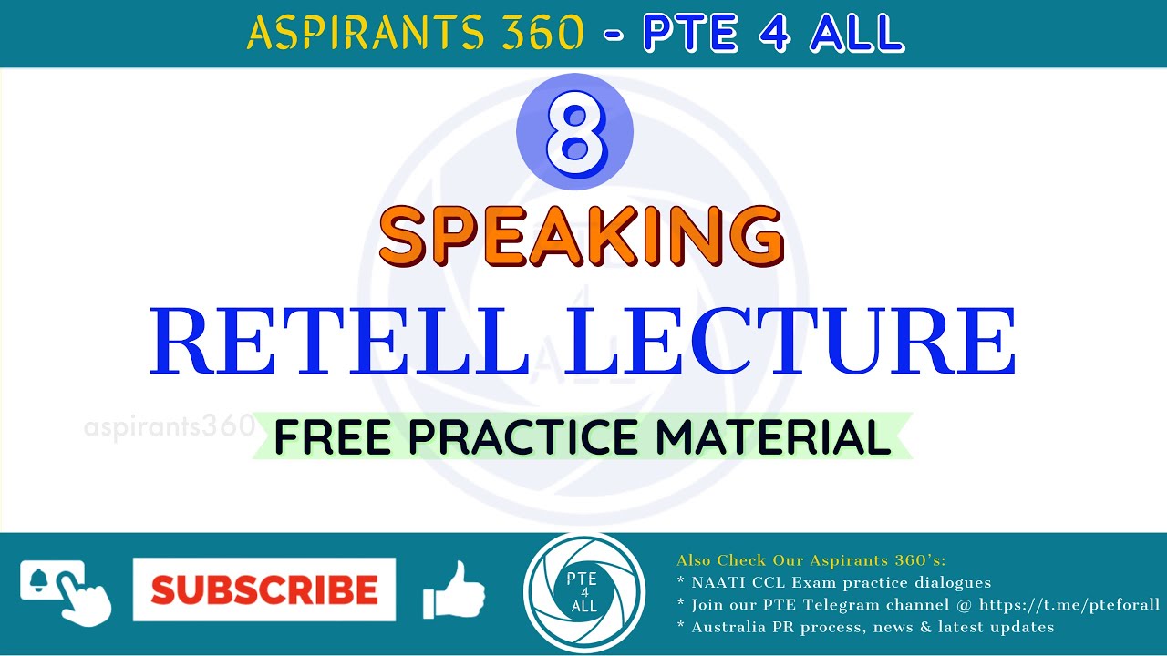 8 - PTE EXAM - SPEAKING - RETELL LECTURE - Free Practice Material - YouTube