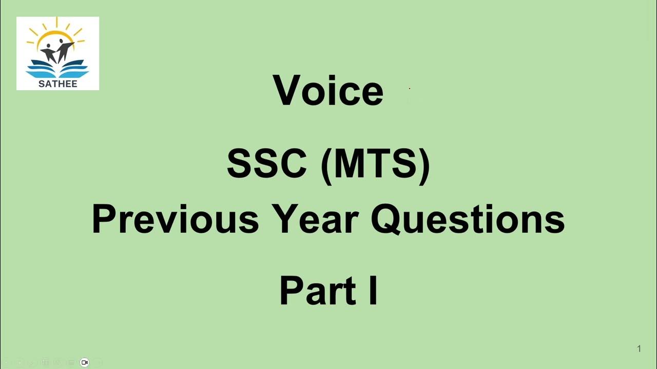 Previous Year Questions on Voice SSC MTS Exam Part 2 #SATHEE_SSC #swayamprabha #SSC - YouTube