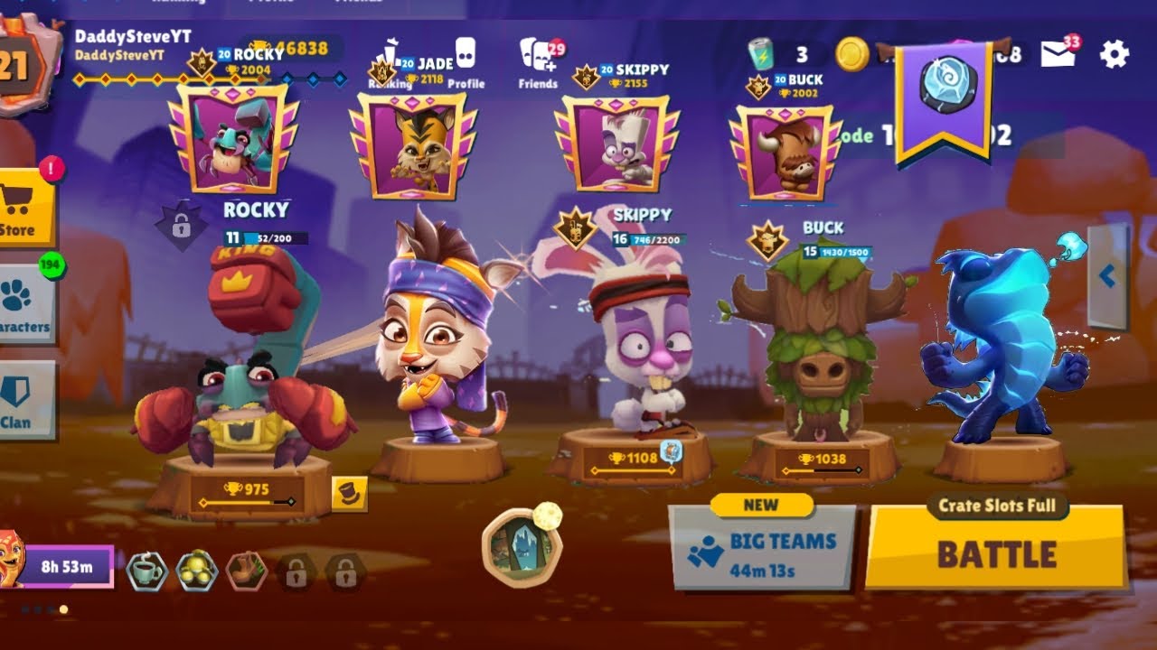 Zooba Sqard 5 High Jade Buck Skippy Duke Rocky Nico Damage No Cooldown ...