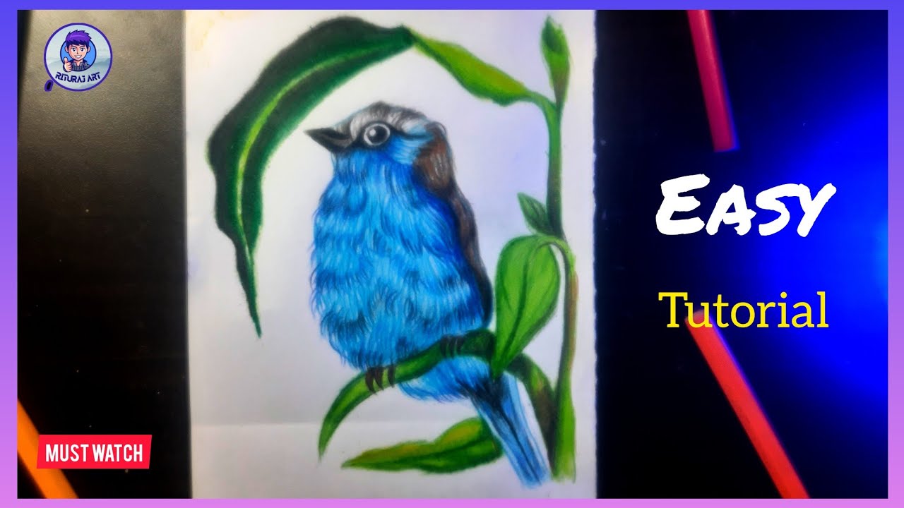 Realistic Bird Drawing using Colored Pencils step by step tutorial # ...