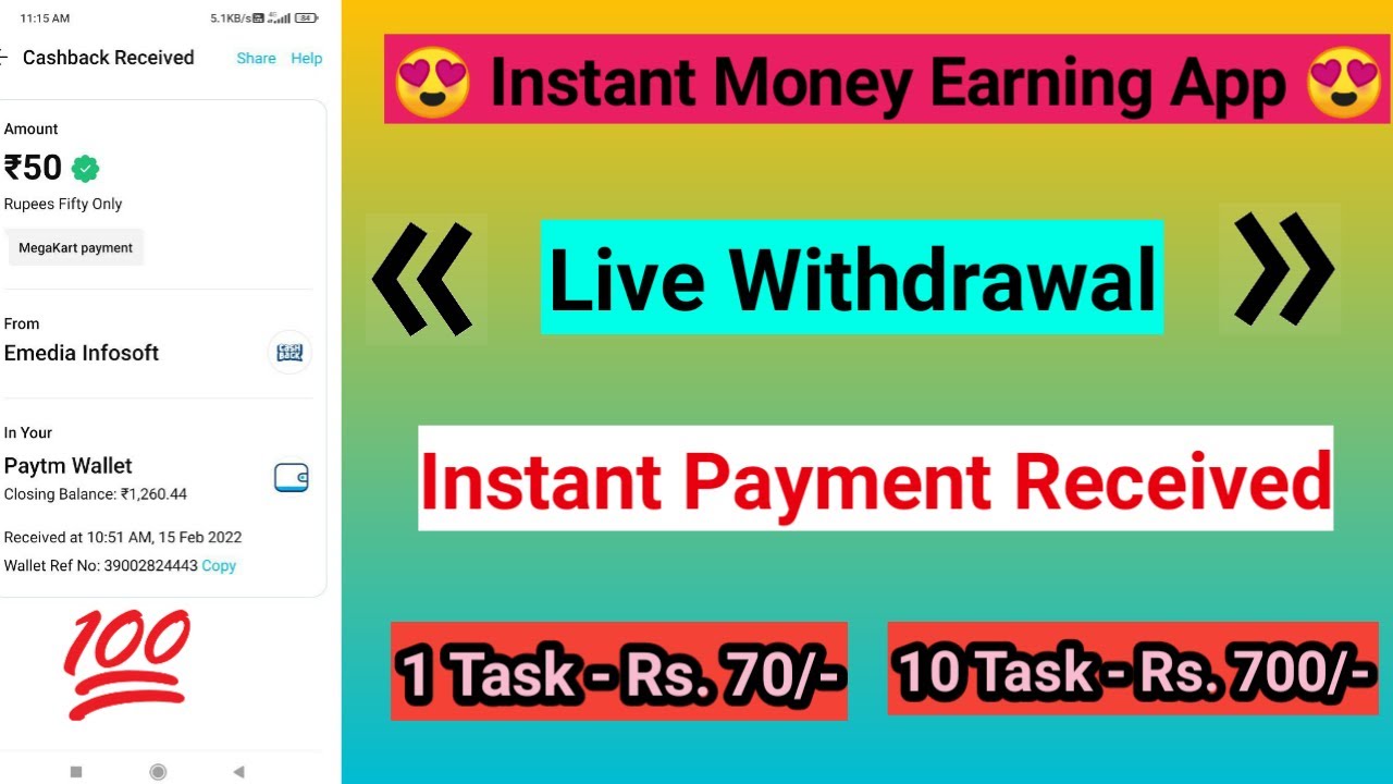 Instant Money Earning App | Live Withdrawal | Instant Payment | My own ...