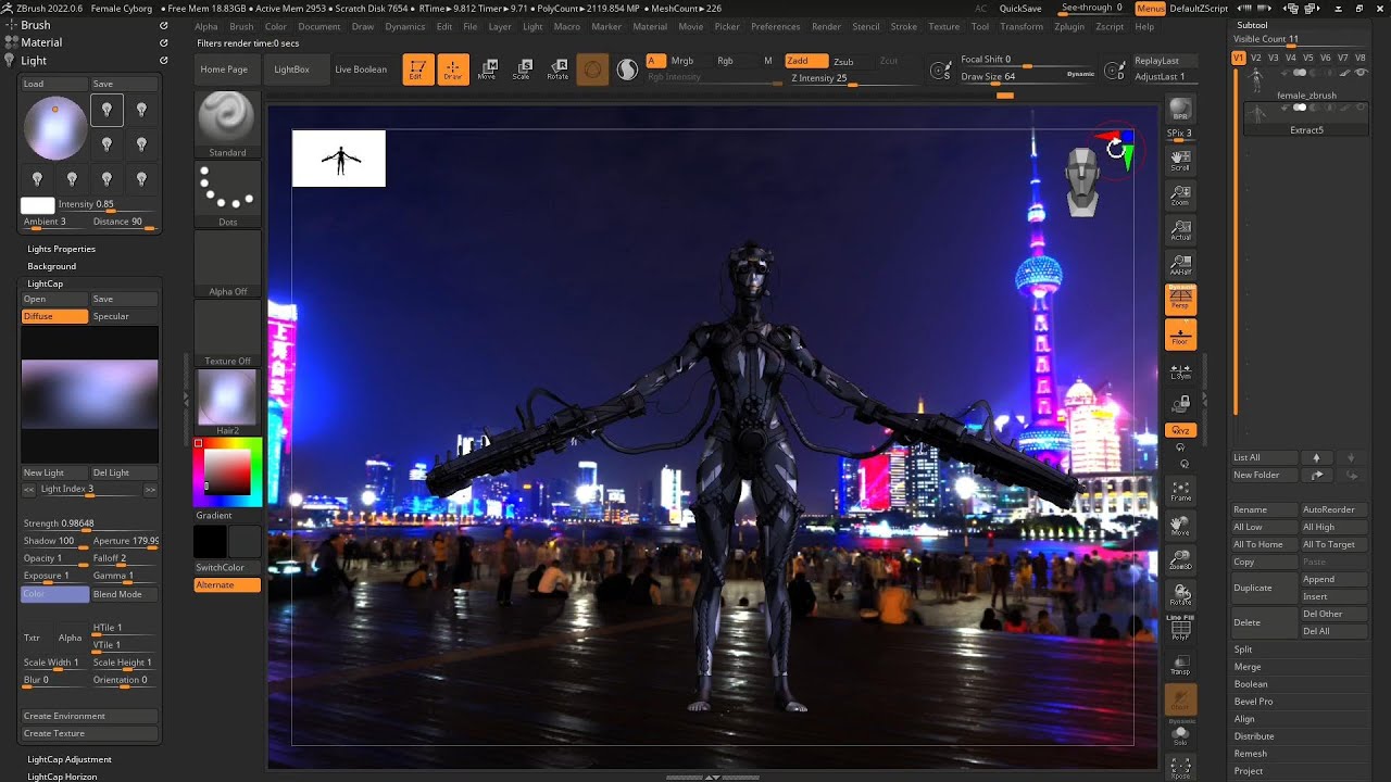 ZBRUSH - Lesson 21 - Lights, Background, Environment, HDRI, Reflections ...
