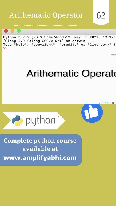 Arithmetic Operators in Python | #shorts #amplifyabhi | py 62 - YouTube