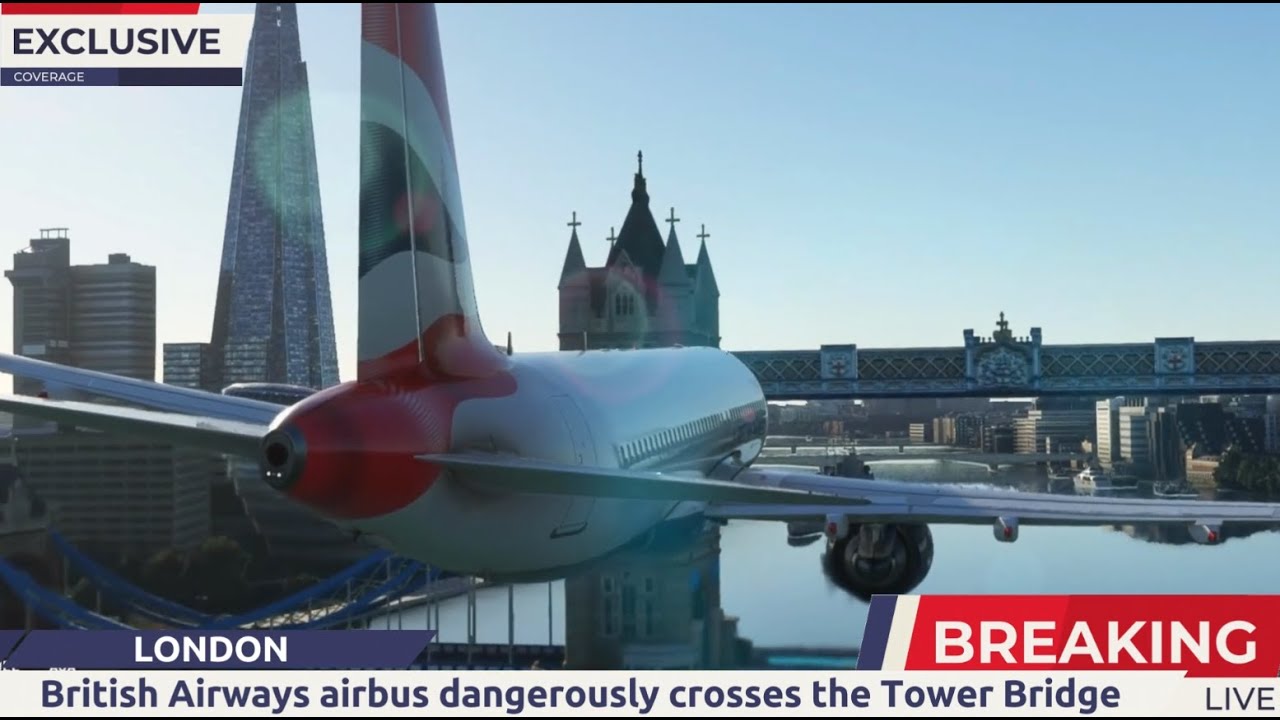EXCLUSIVE. Airplane crossed the famous Tower Bridge in London - YouTube
