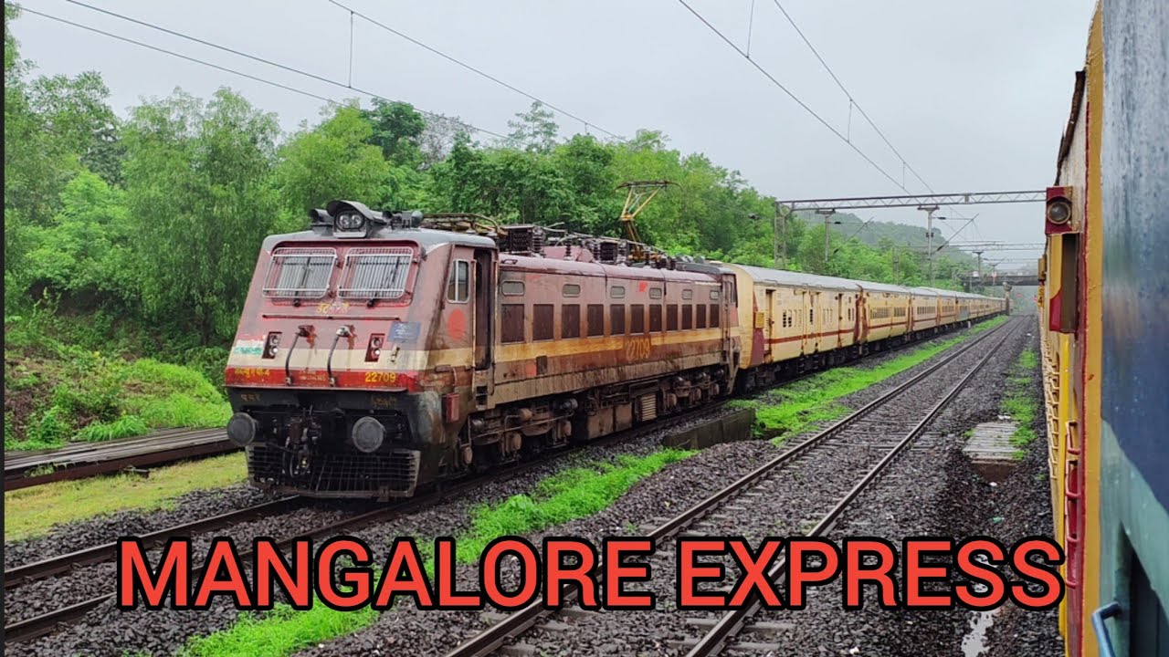 8 hrs Late Mangalore Express Crossing Mangalore Special, Konkan Railway ...