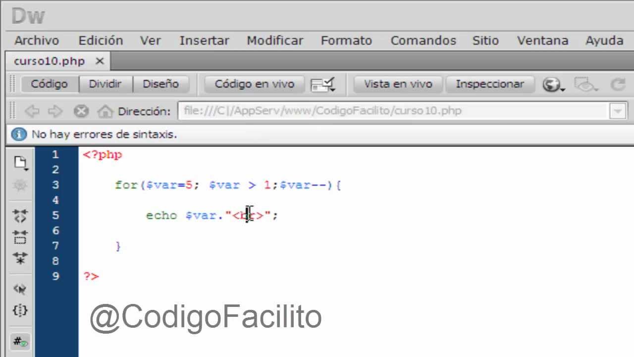 Tutorial PHP - 9. Bucle For - YouTube