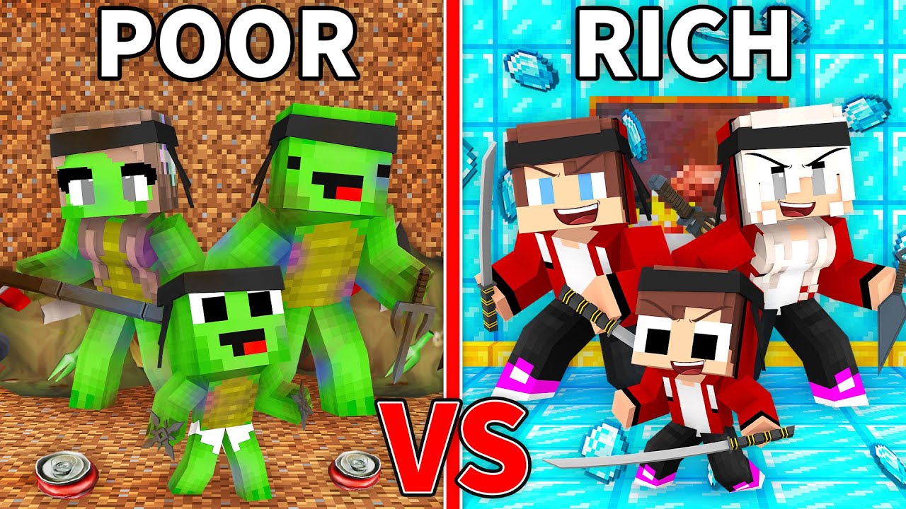 Mikey POOR vs JJ RICH NINJA Family in Minecraft (Maizen) - YouTube