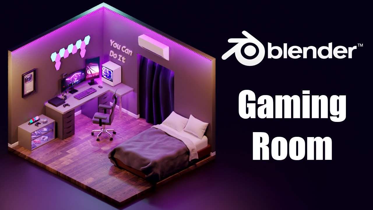 Gaming Room - Blender 2.92 (TimeLapse) Low Poly Modeling - YouTube