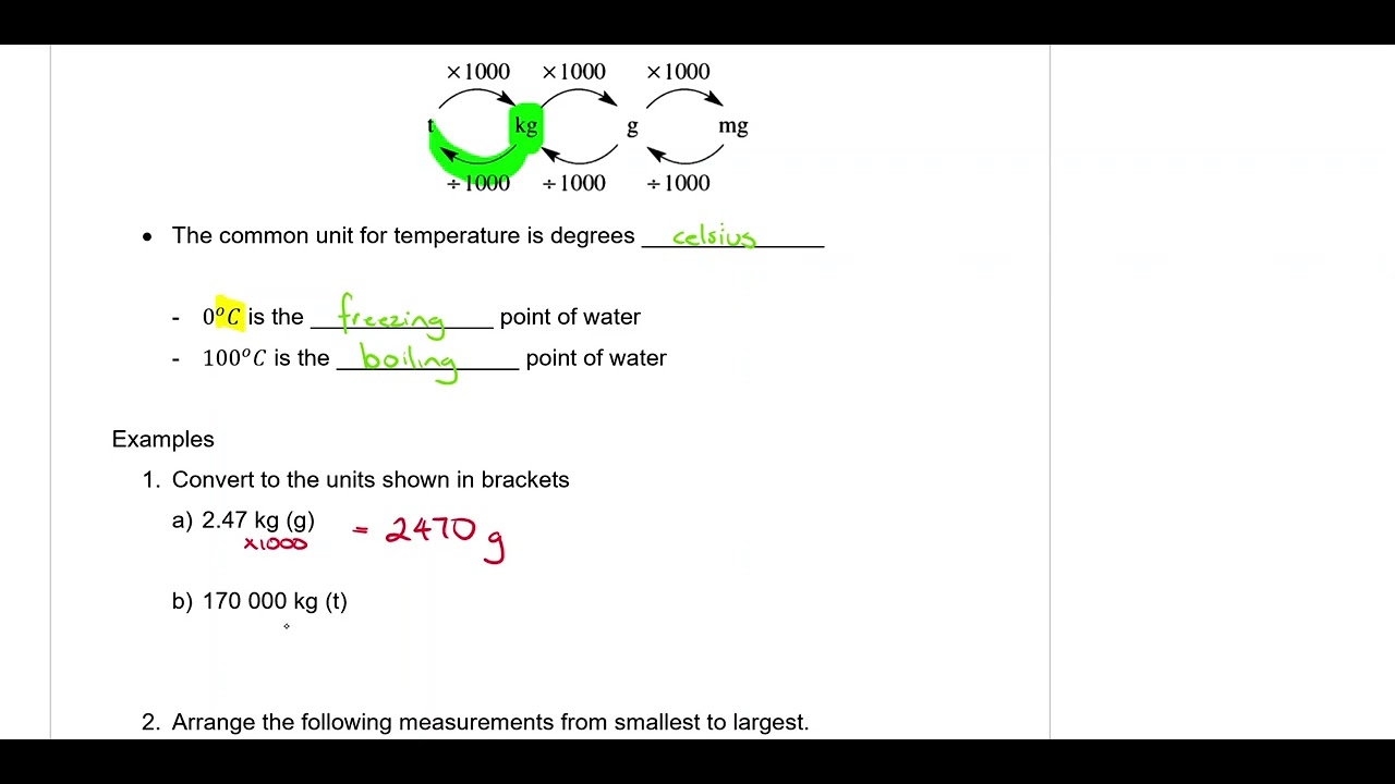 Yr 7 Measurement 12 - Mass and Temperature - YouTube
