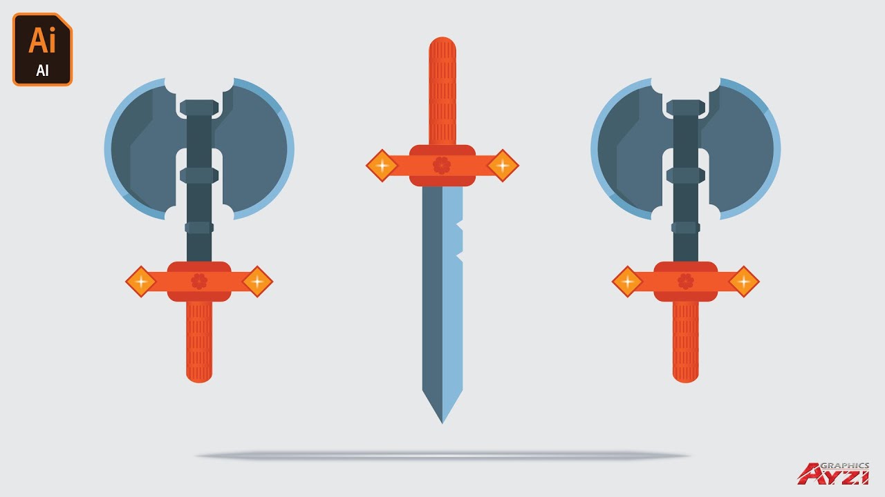 How to make Sword in Adobe Illustrator - YouTube