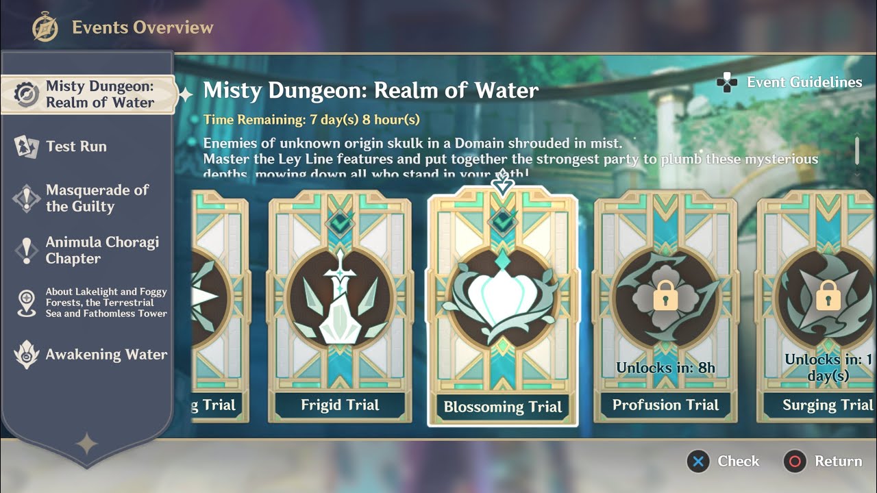 Genshin Impact Misty Dungeon: Realm of Water, Blossoming Trials - YouTube