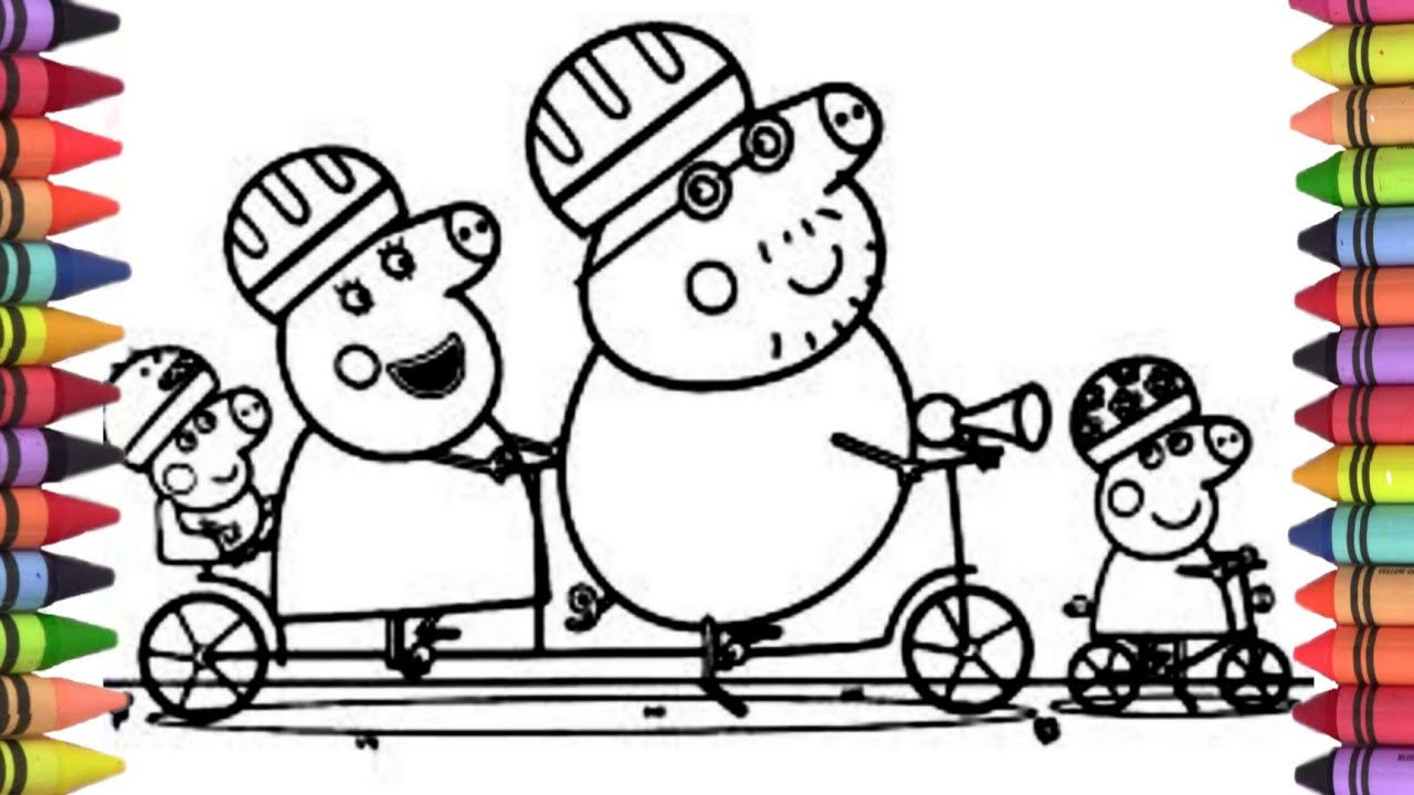 Peppa pig and family enjoying bicycle ride, Peppa toys, Peppa tales ...