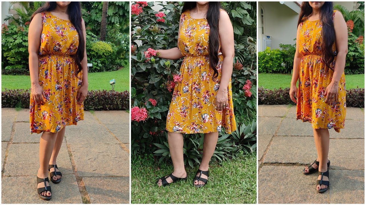 DIY Elastic waist Dress | A Line dress| Easy Step by step Tutorial For ...