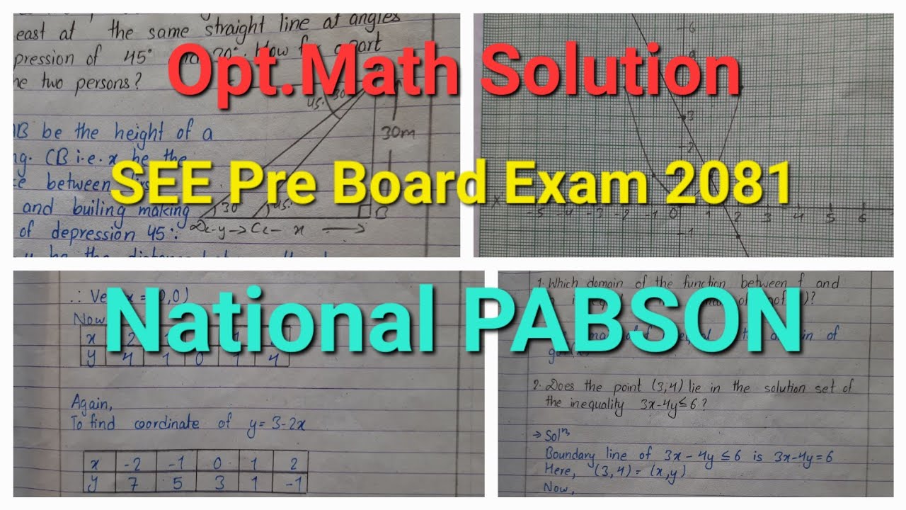 National PABSON,SEE Opt.Math,Pre Board Exam 2081 - YouTube