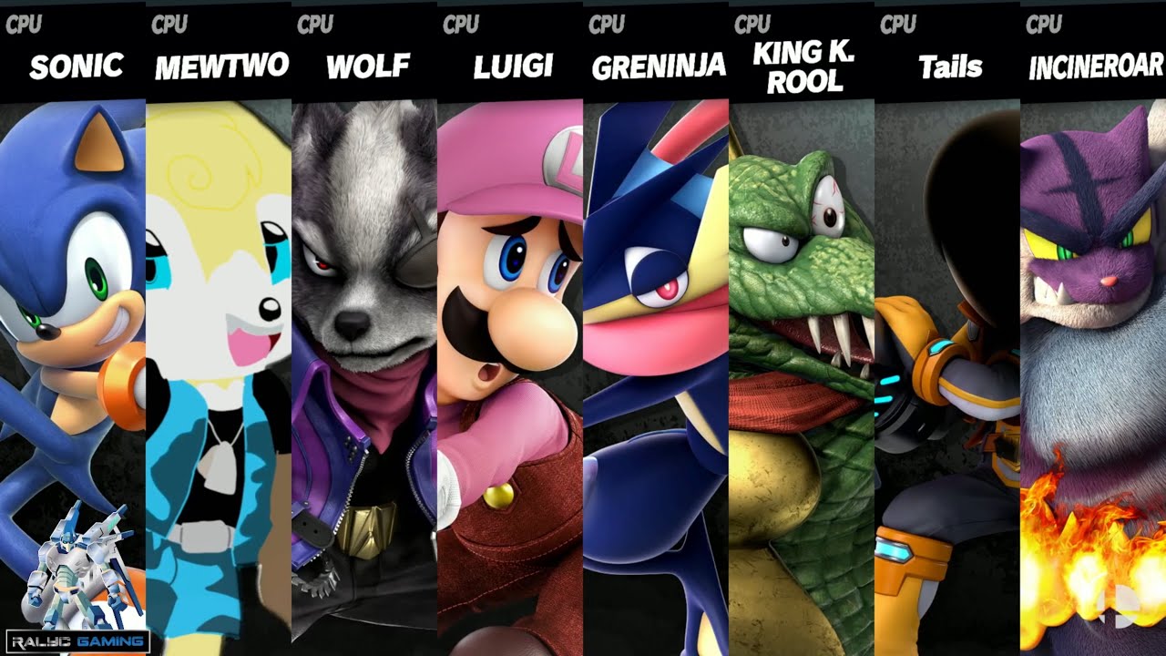 Sonic vs tangle vs Wolf vs luigi vs Greninja vs King K Rool vs Tails ...