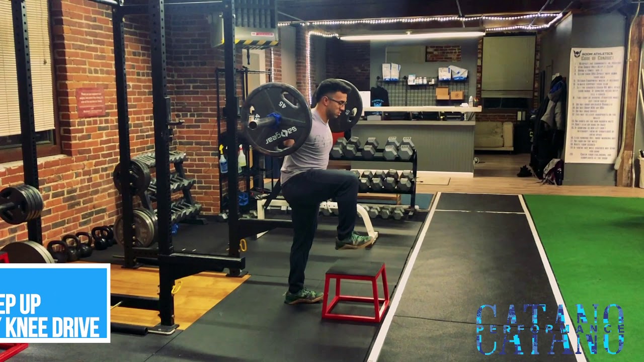 BB step up with knee drive - YouTube