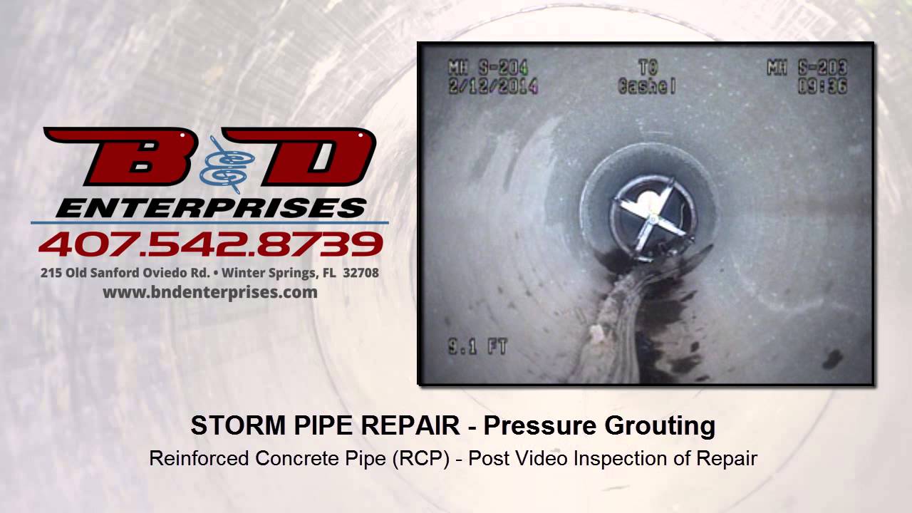 STORM PIPE REPAIR - Pressure Grouting - (RCP) - Post Video Inspection ...