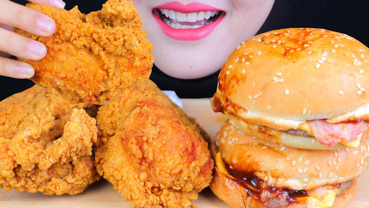 ASMR Mukbang Burger King Fried Chicken + Burgers 먹방 EATING SOUND | PAN ...