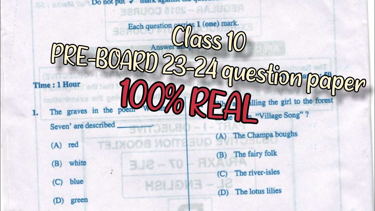 CLASS 10 PRE-BOARD QUESTION PAPER//100%REAL QUESTIONS 2023-24 - YouTube