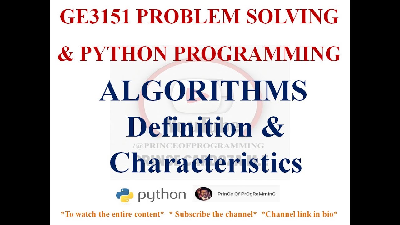 Algorithms Ge3151 Problem Solving And Python Programming Notes Youtube 1631