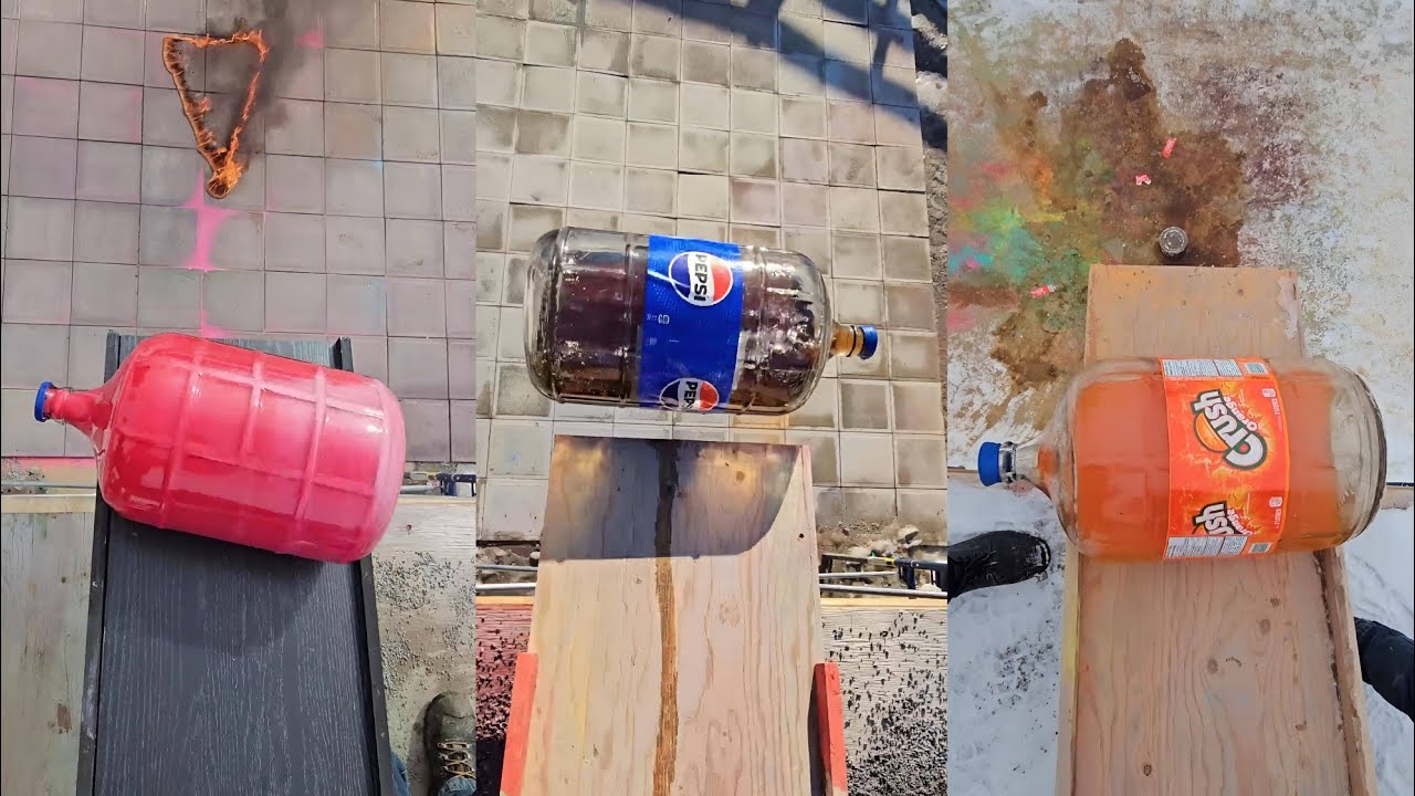 Breaking Glass Bottle And Balloon Drops - 29 | Rolling bottle down ...