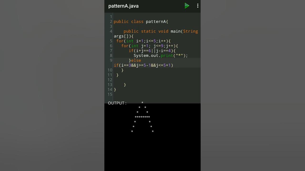 Pattern Letter A Java Programing Javapattern Java Javaprogramming Coding Pyramidpattern