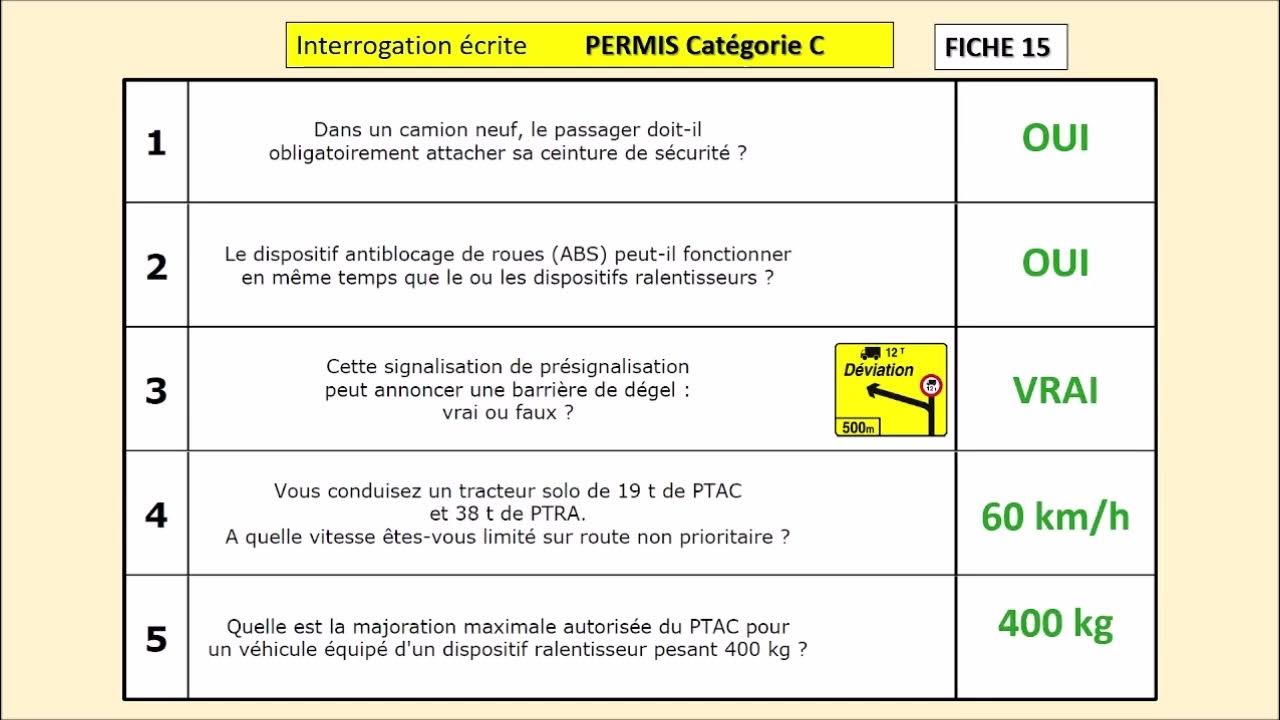 Permis C fiche écrite 15 - YouTube