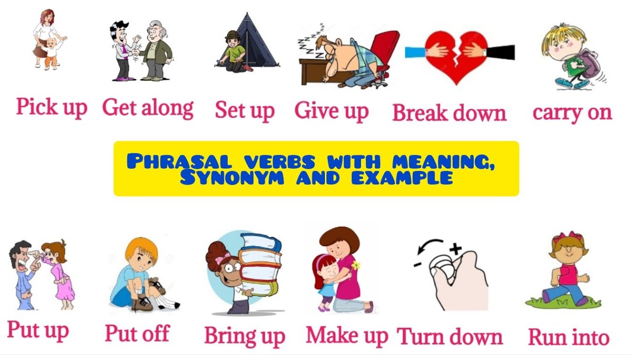 20 + Phrasal verbs || Phrasal verbs with meaning, synonym and example ...