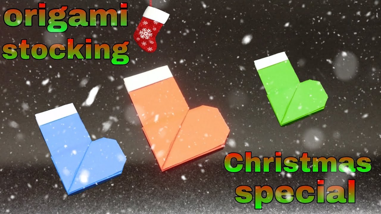 How to make origami paper stocking//origami paper stocking #craft # ...