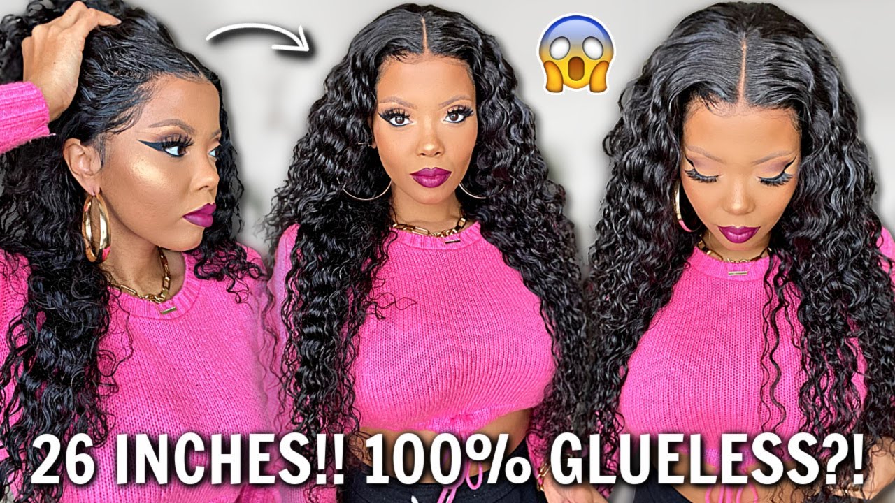 😱 $3 GLUELESS Install 26 INCH Water Wave Lace Wig EASY Beginner ...