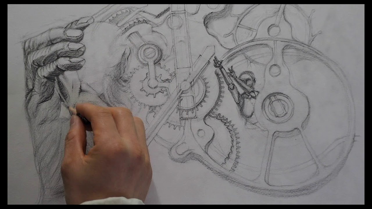 Pencil Drawing 12 (How to draw a conceptual image) - YouTube