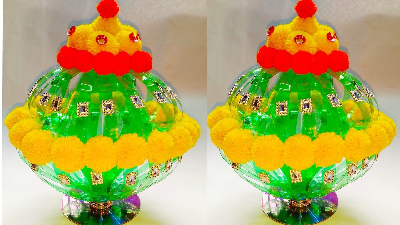 DIY NEW DESIGN WOOLEN GULDASTA/WASTE PLASTIC BOTTLE GULDASTA/NEW CRAFT ...