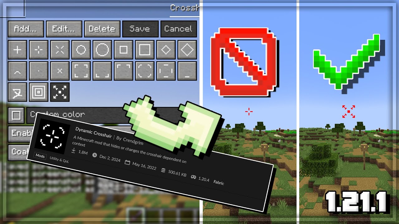 با این مود هدف‌گیریت در ماینکرافت بی‌نقص میشه! (Dynamic Crosshair ...