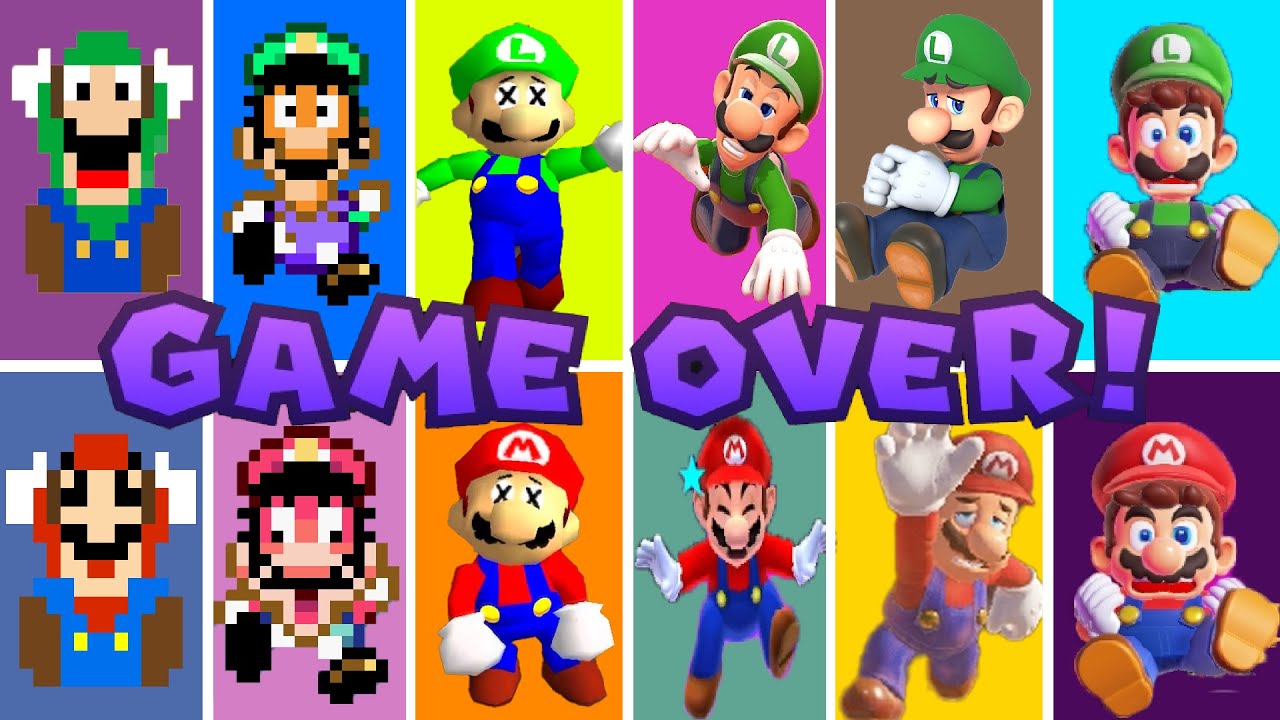 Evolution of Mario Luigi Dying and Game Over Screens in Super Mario ...