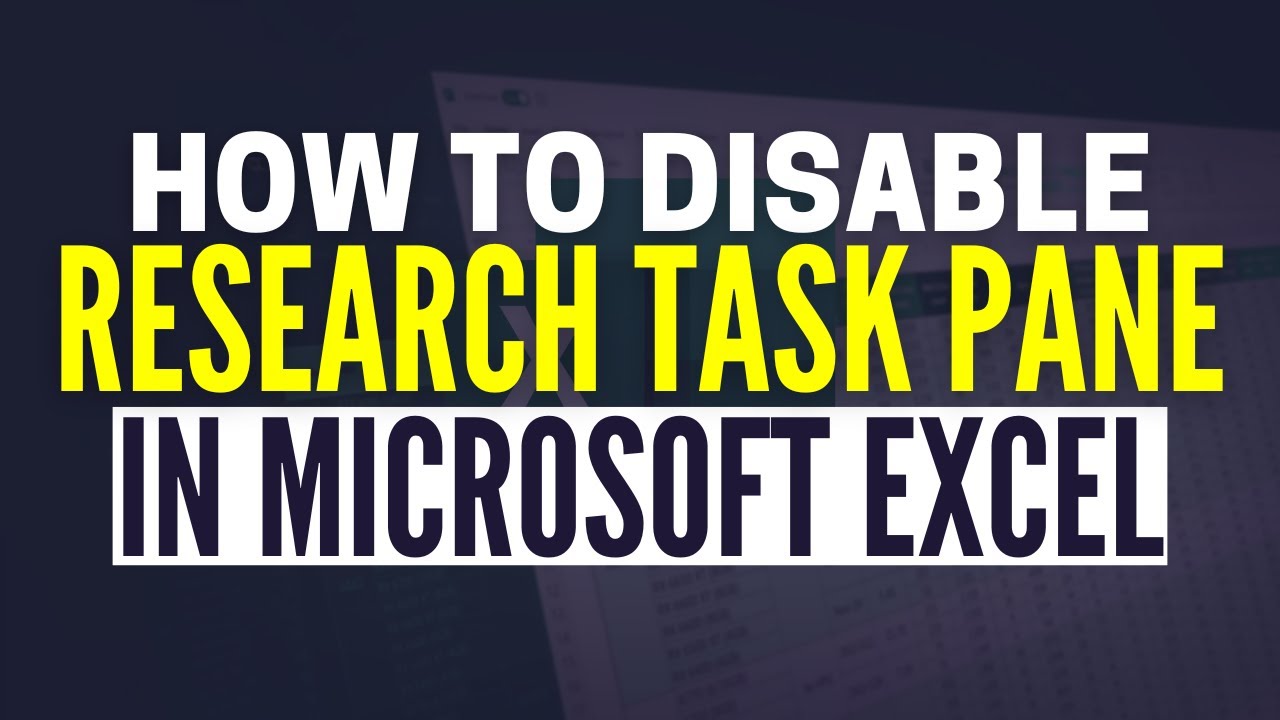 How To Disable The Research Task Pane In Excel - YouTube
