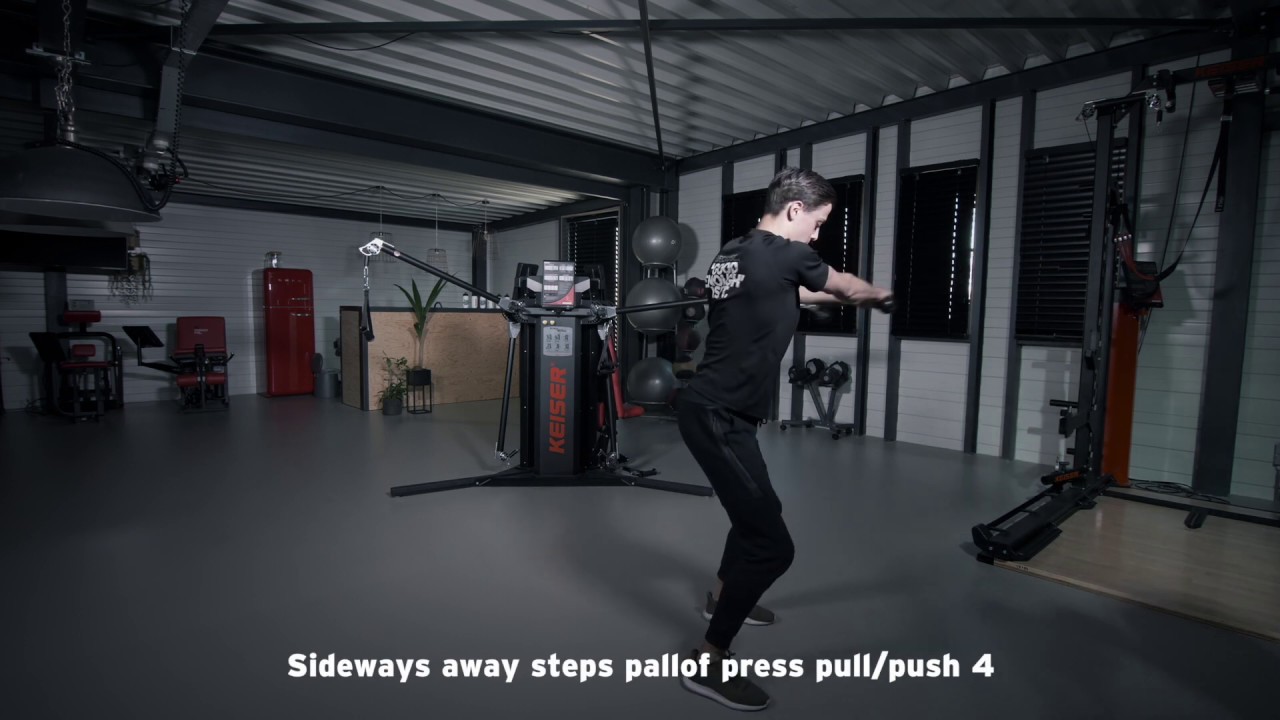 Exercise 153 pillar strength rope sideways away steps pallor press pull ...