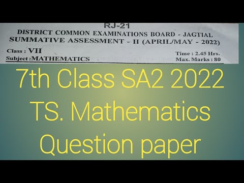 7th Class SA2 Mathematics Question paper 2022 TS. - YouTube