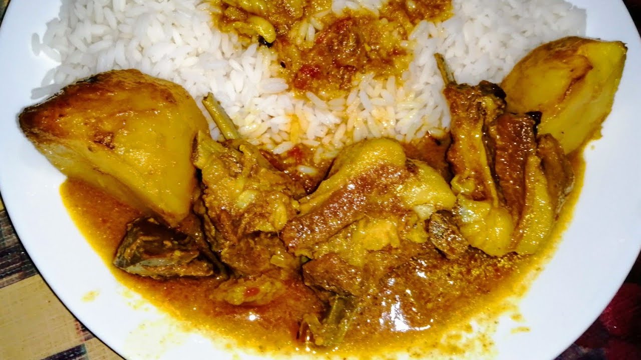 Eating Super Delicious and Spicy Mutton Curry and Plain Rice - YouTube